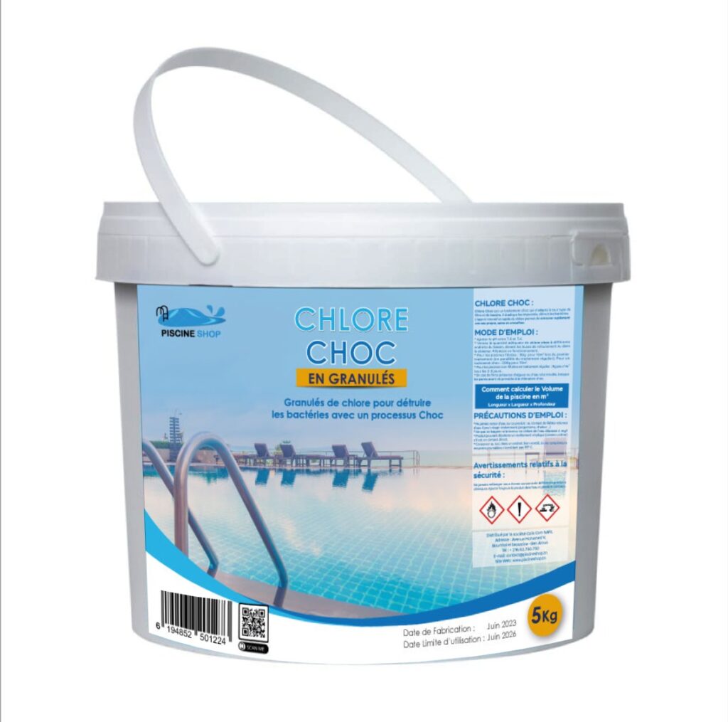 Chlore Choc en granulés 5KG PISCINESHOP - Piscines accessoires kayak ...